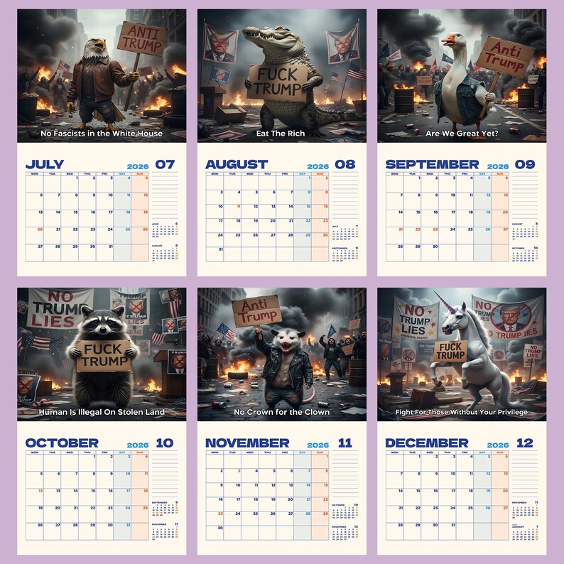 Anti Trump Animal 2026 Calendar, MAGA Monthly Wall Calendar, Large ...