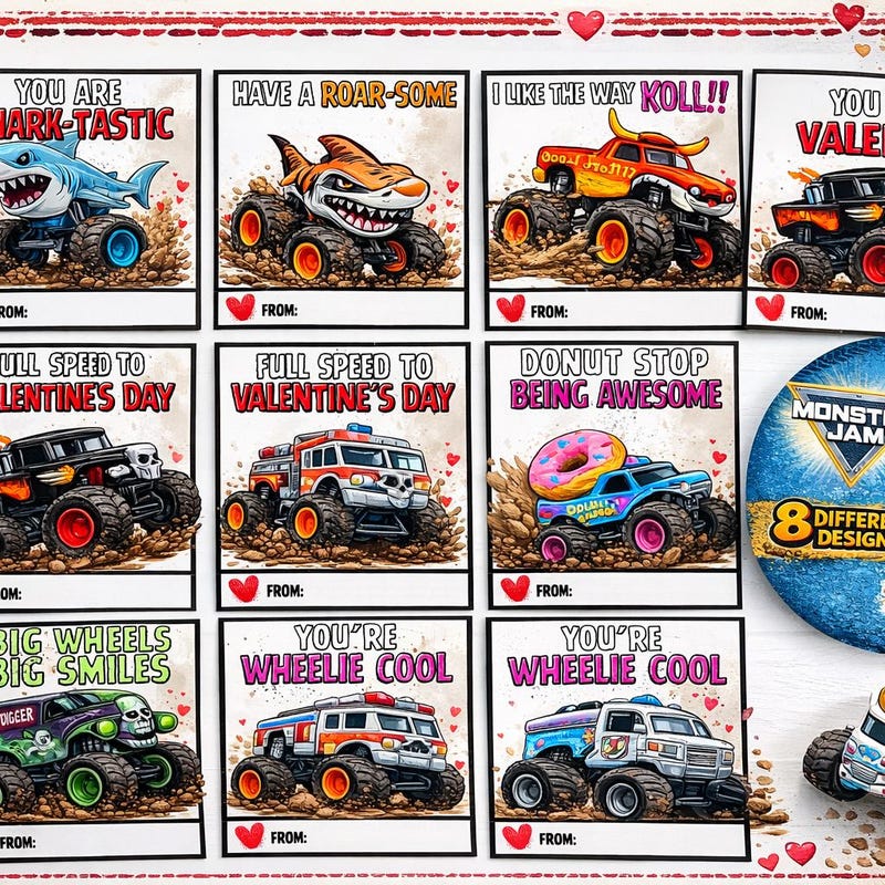 Monster Truck Valentine - Etsy