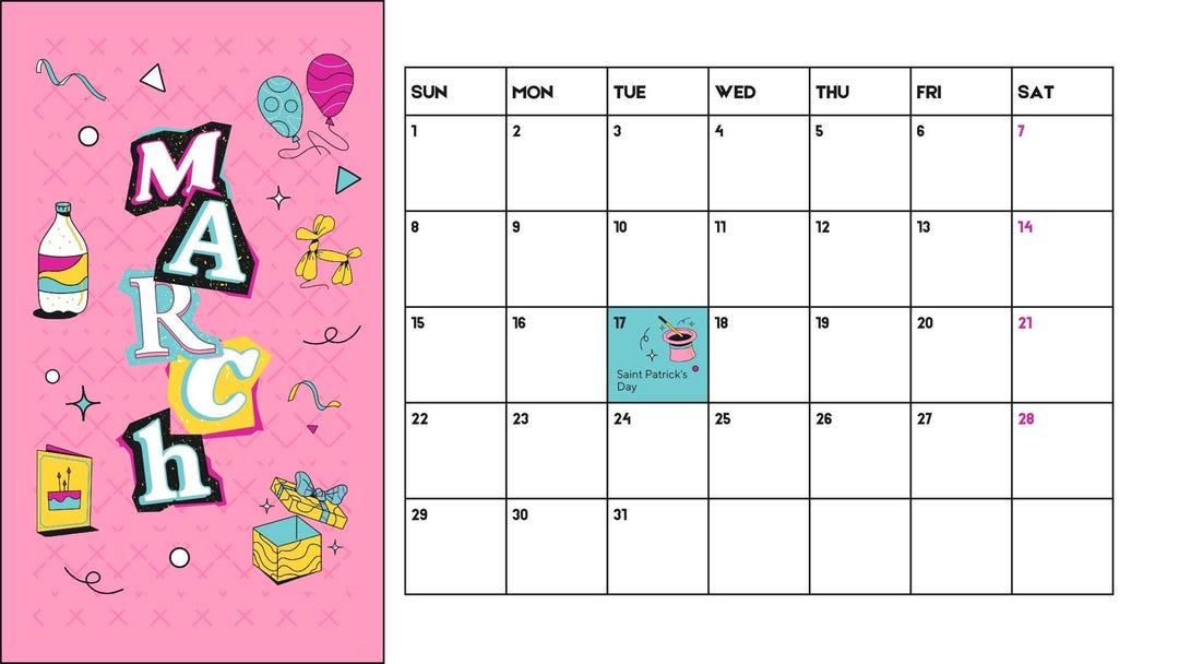 Kalender 2026 zum Ausdrucken | Bearbeitbar | Canva Vorlage | Digitaler ...