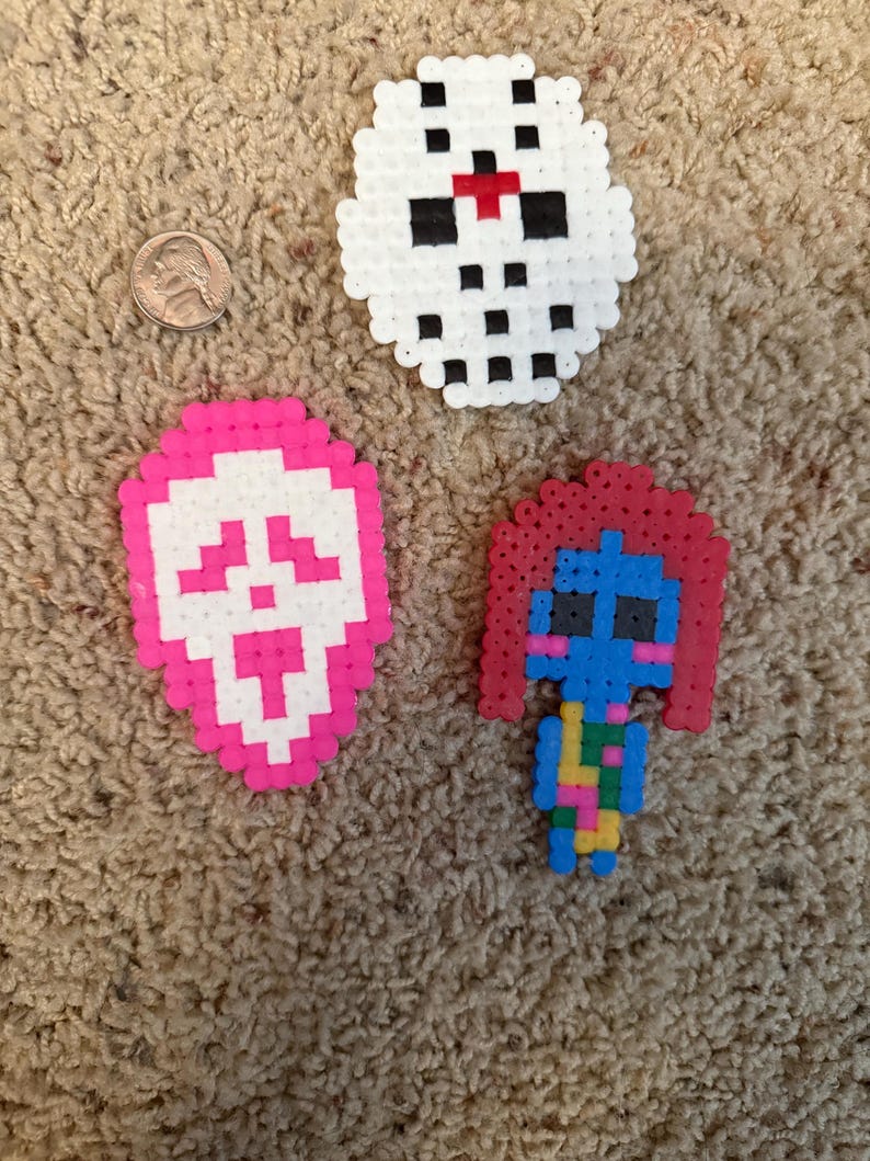 Horror Movie Melty Bead Figures: Jason Mask, Ghost Face, Sally Inspired ...