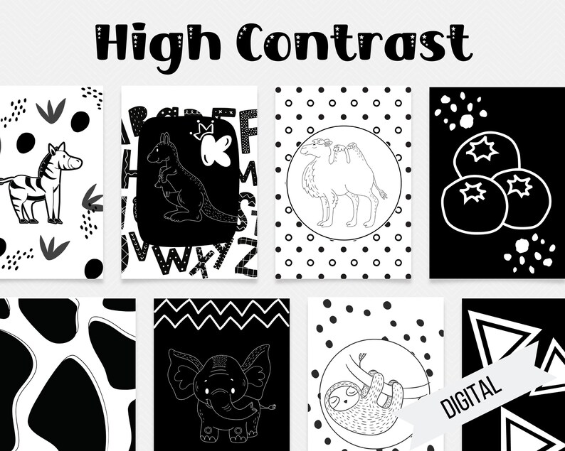 Newborn Baby High Contrast Cards Bundle | Instant Digital Download ...