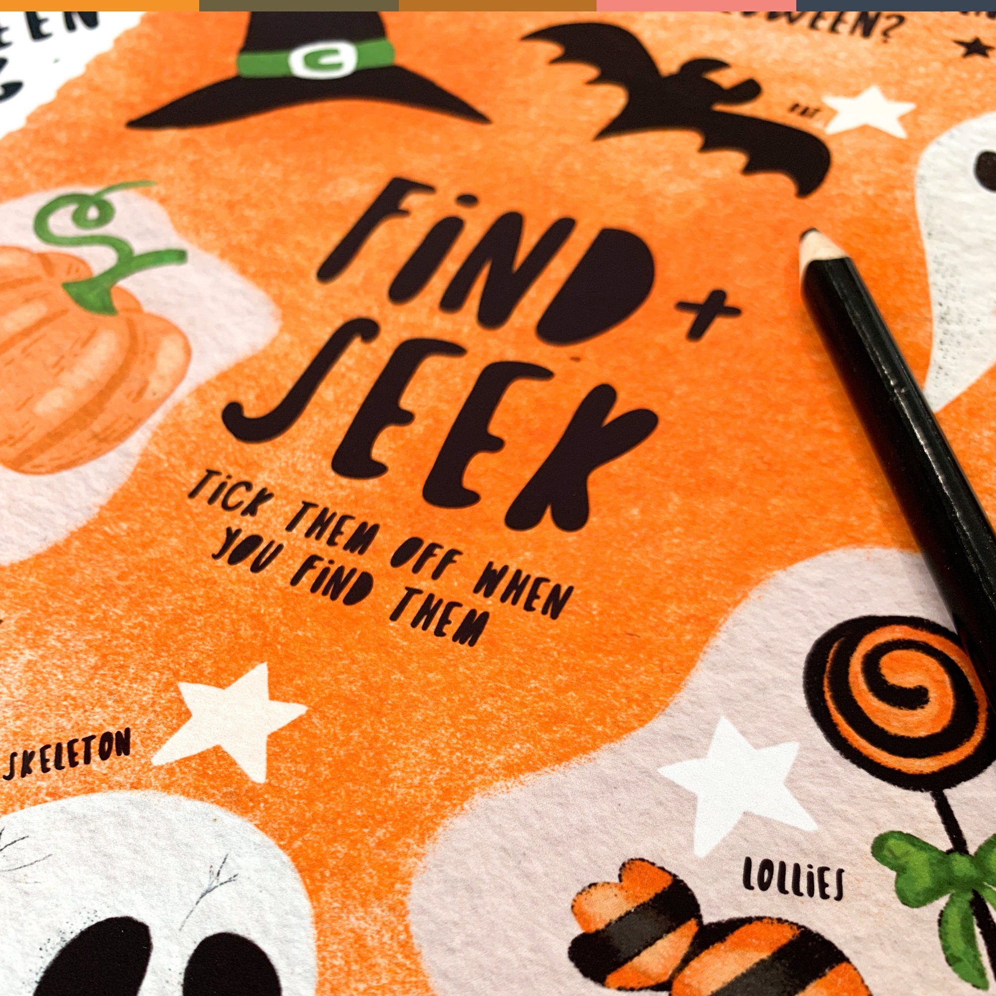 DIGITAL DOWNLOAD Halloween Bunting & Activity Sheet Find Seek Happy ...