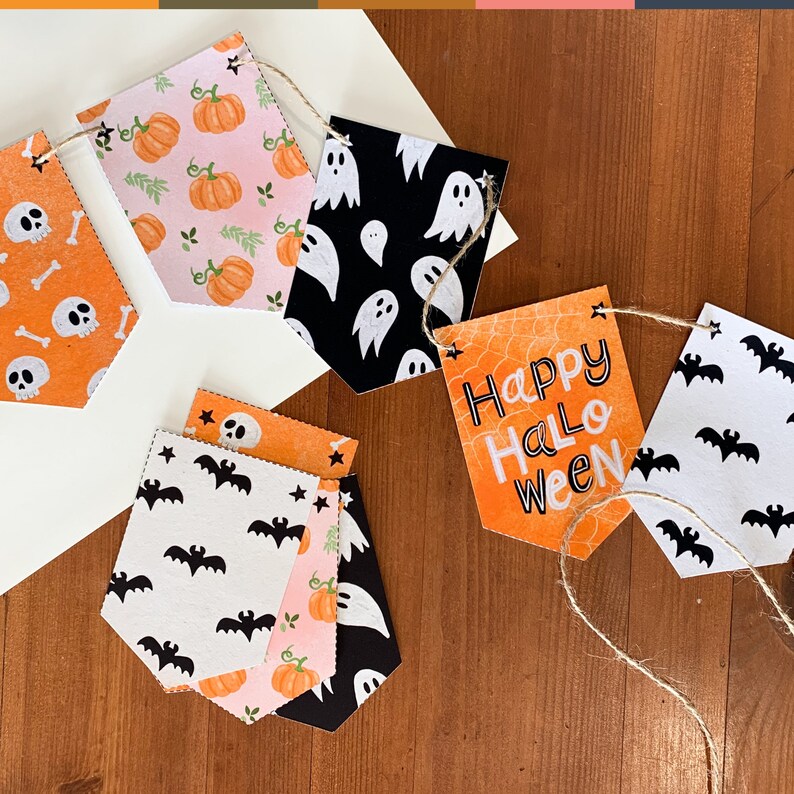 DIGITAL DOWNLOAD Halloween Bunting & Activity Sheet Find Seek Happy ...