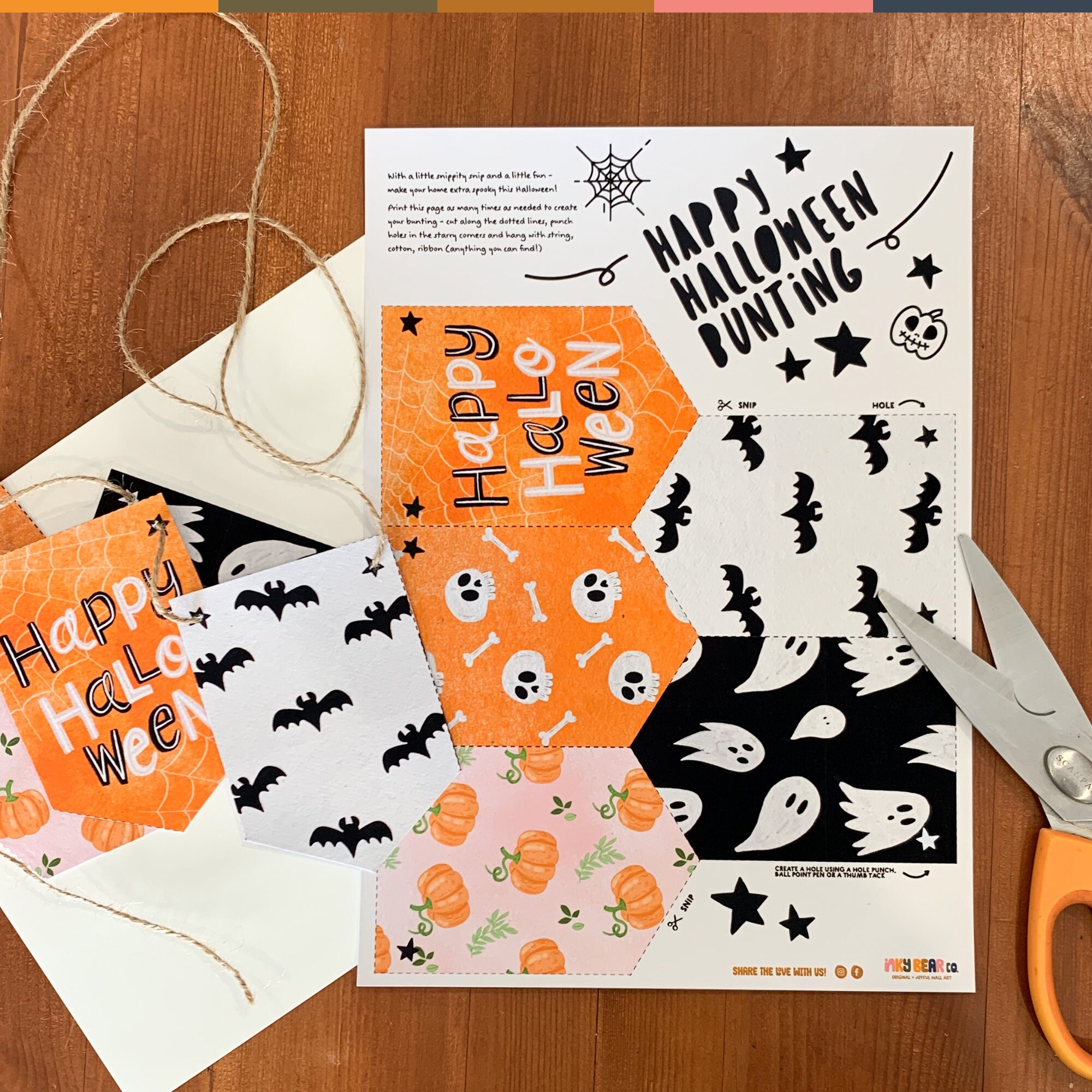 DIGITAL DOWNLOAD Halloween Bunting & Activity Sheet Find Seek Happy ...