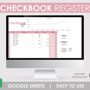 Checkbook Register Expense Tracker Planner Spreadsheet Google Sheets ...