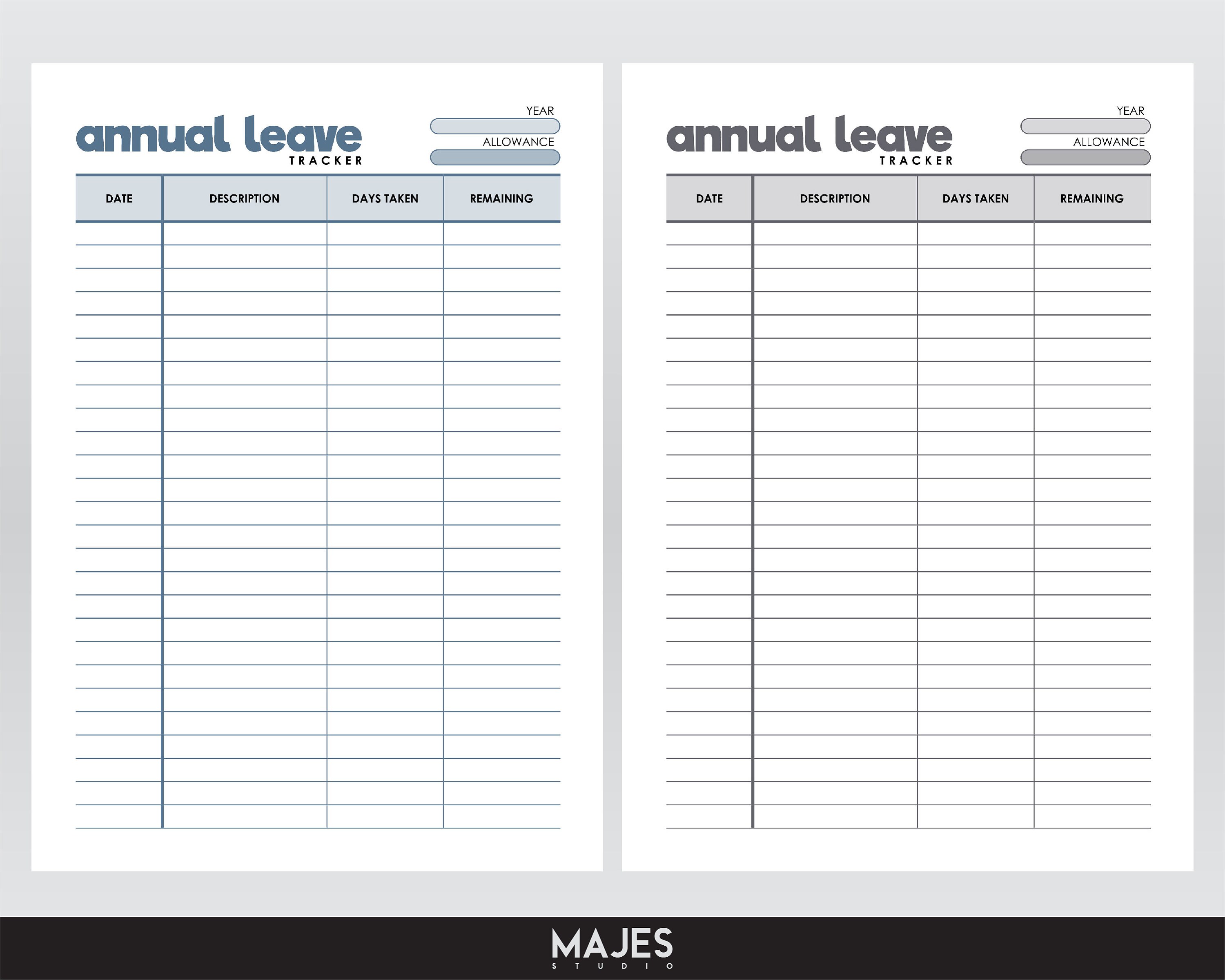 Annual Leave List Annual Leave Log Printable Days Off Work - Etsy Australia
