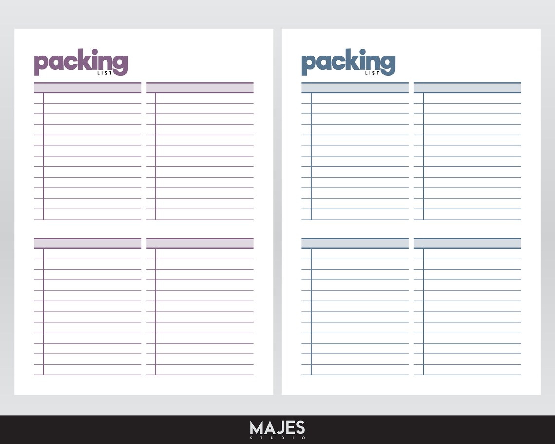 Packing List Packing Template Travel Packing List Vacation - Etsy