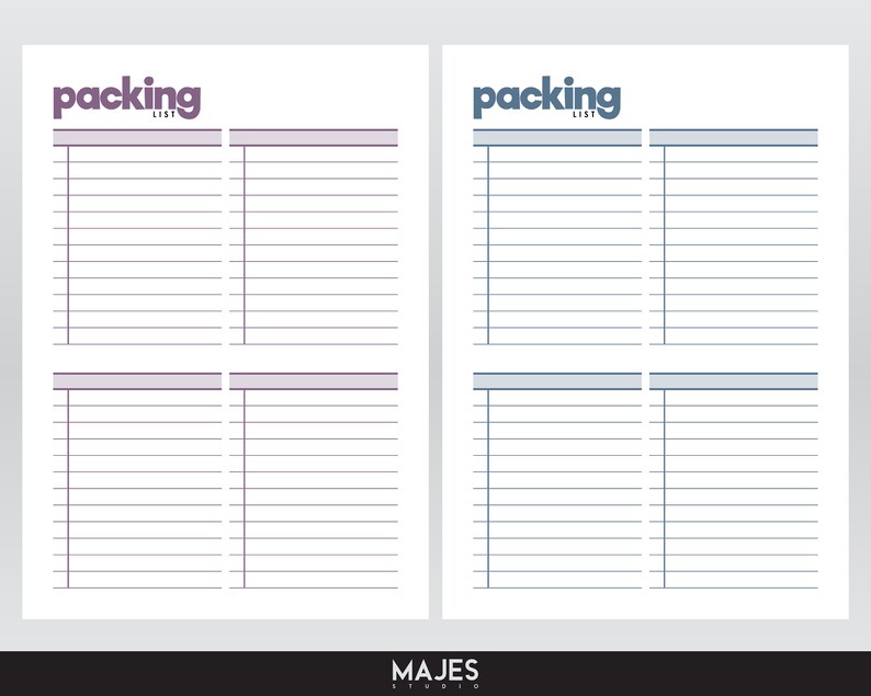 Packing List Packing Template Travel Packing List Vacation - Etsy