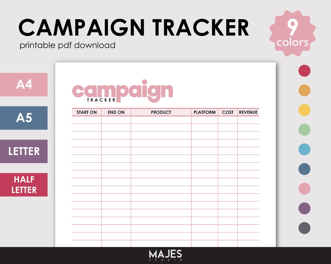 Ad Campaign Tracker, Ad Tracker, Printable Planner, Digital Planner ...