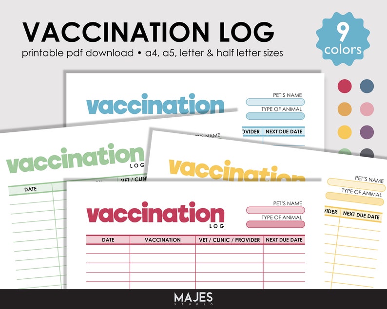 Pet Vaccination Log Pet Vaccine Tracker Vaccine Log Small - Etsy