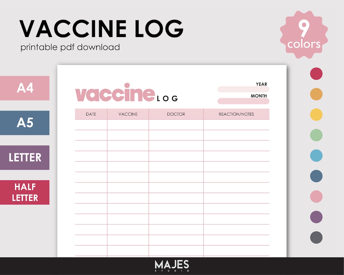 Vaccine Log Tracker Vaccine Record Binder Pages Vet Vaccine - Etsy