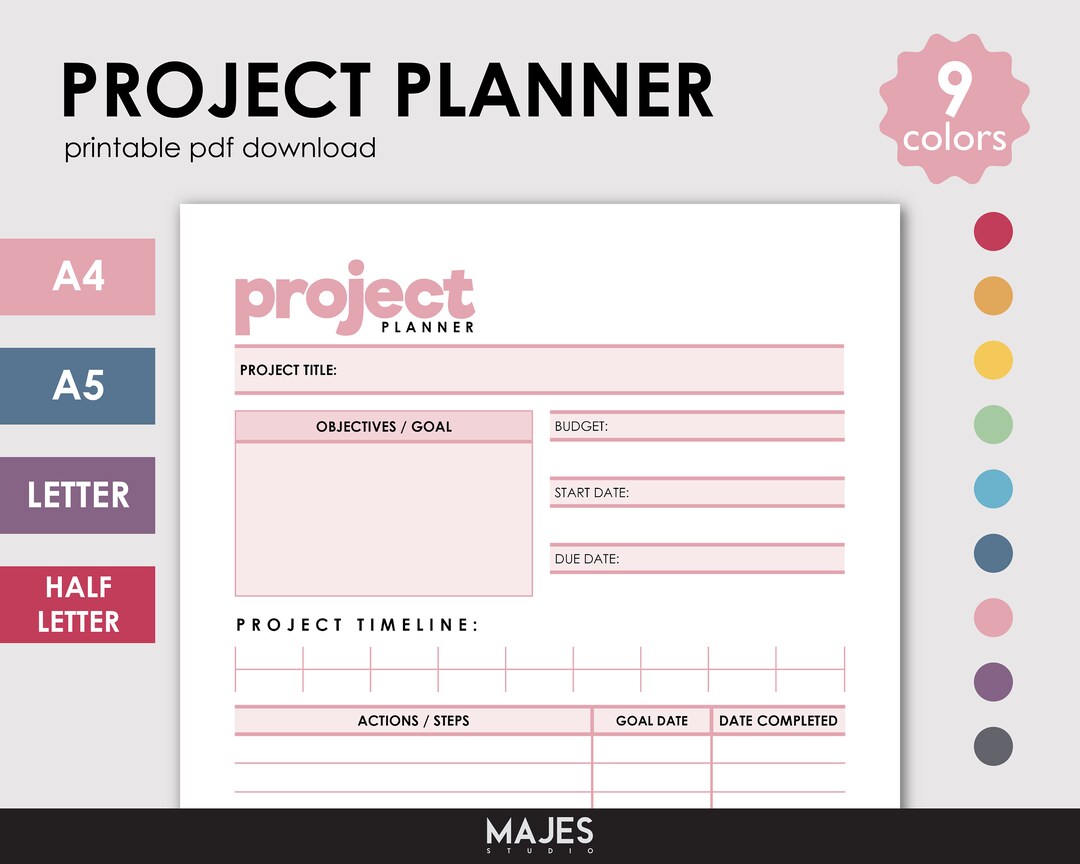 Project Planner, Task List Printable, Project Printable, Project ...