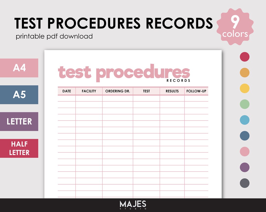 Lab Test Results, Test Result Diary, Medical Test Chart, Chronic ...