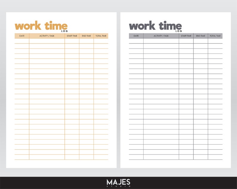 Work Time Tracker Printable Time Log Printable Work Log - Etsy