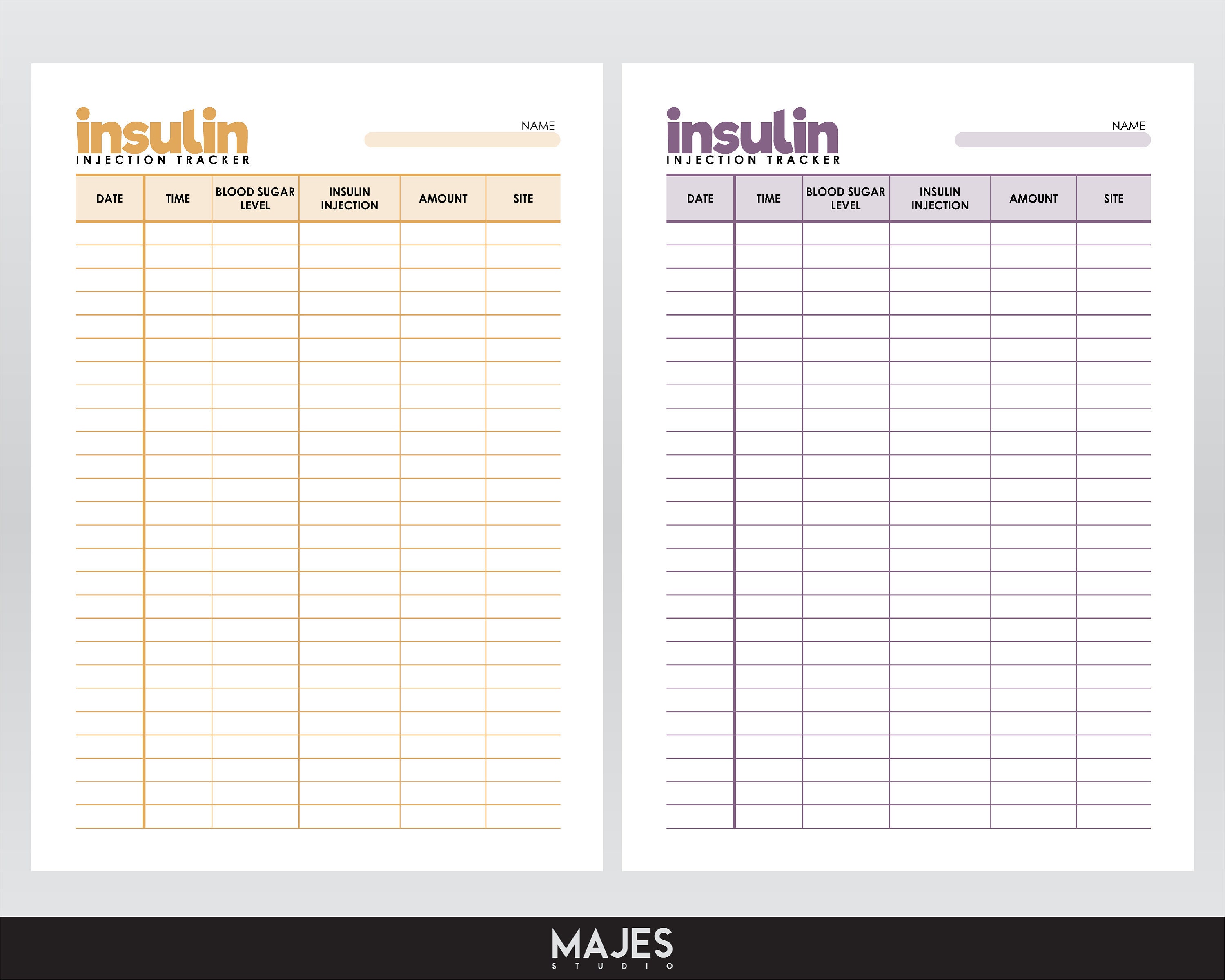 Insuline Dosage, Insulin Log, Insulin Tracker, Blood Suger Tracker ...