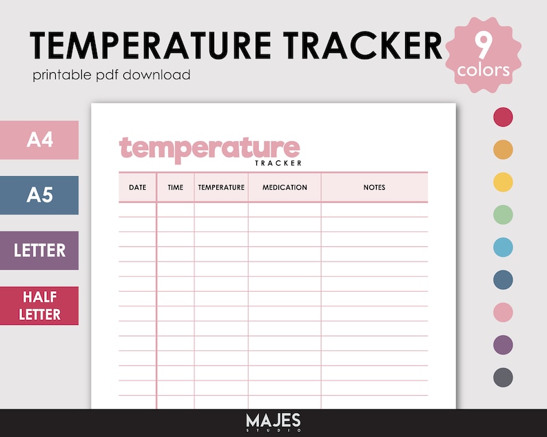 Temperature Log, Printable Form, Health Planner, Patient Forms ...