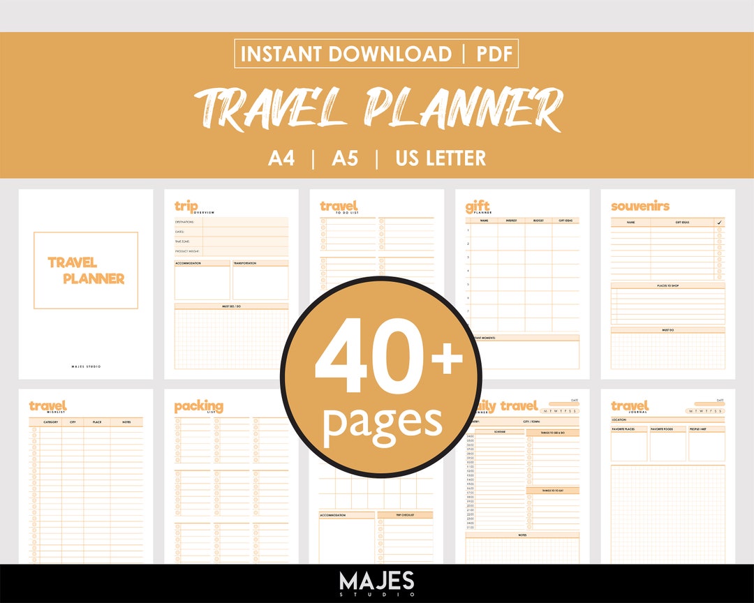 Travel Planner, Bundle Journal, Pdf Planner, Travel Organizer ...