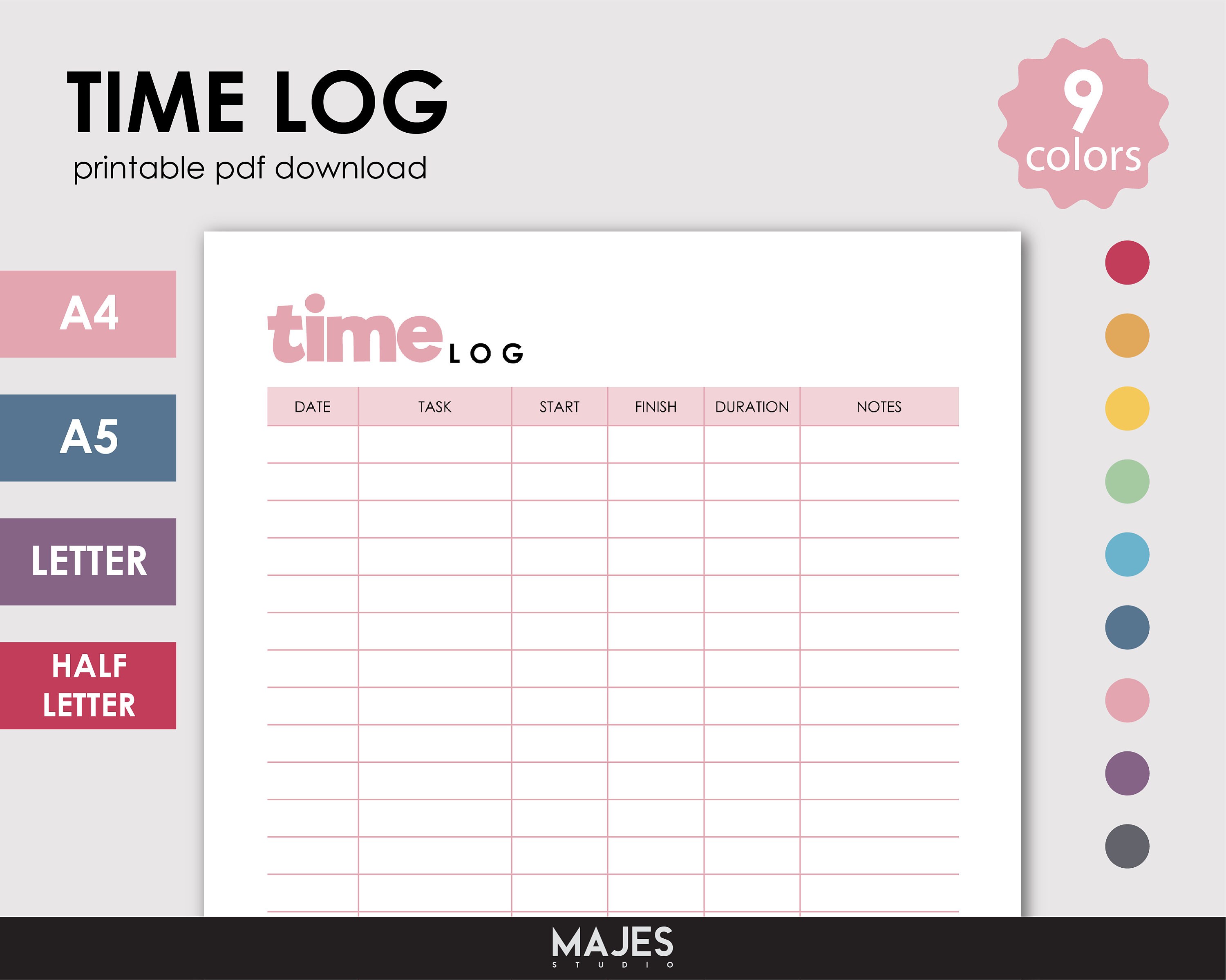 Time Log Template Time Blocking Sheet Printable Planner A4 - Etsy