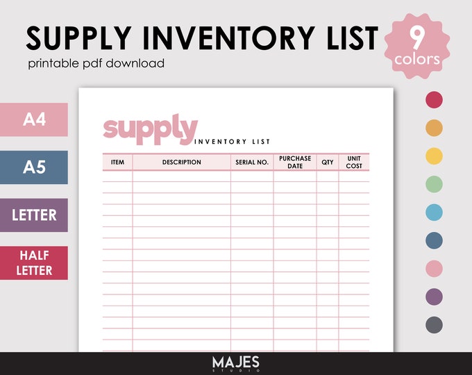 Printable Inventory Tracker, Inventory Sheet, Craft Business Supplies ...