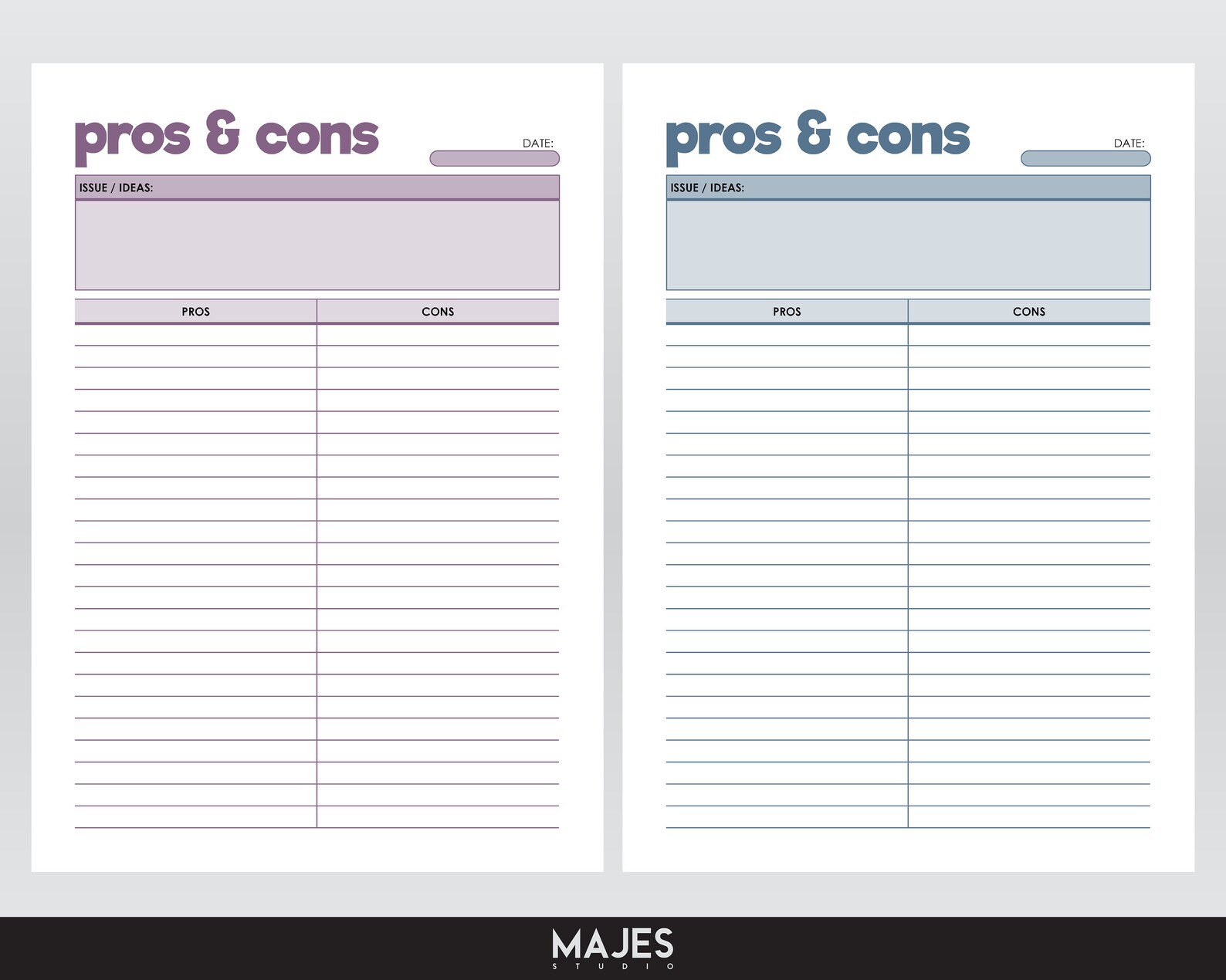 Pros and Cons Sheet Pros and Cons Pdf Printable Pros List - Etsy