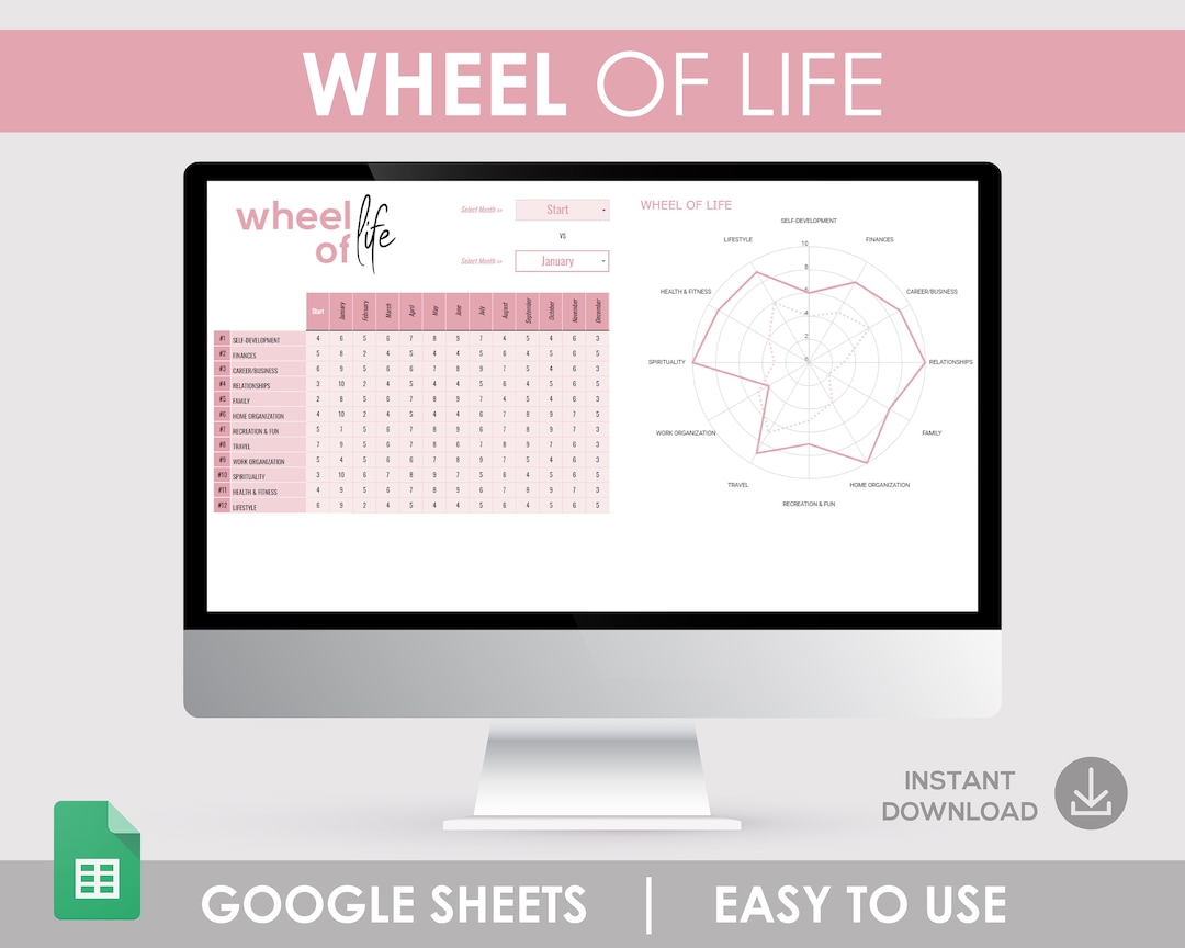 Wheel of Life Template, Coaching Worksheet (google Sheet) - Etsy