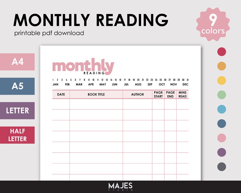 Monthly Reading, Reading Planner 2023, Reading Journal 2023, Book ...