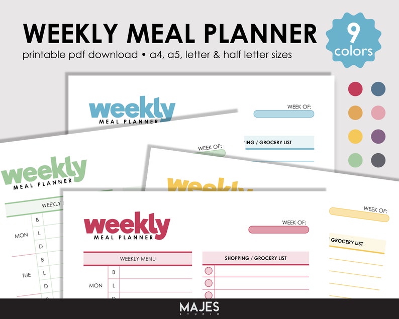 Meal Planner Pdf Meal Template Weekly Meal Meal İnsert - Etsy