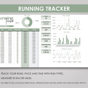 Running Tracker, Fitness Spreadsheet, Workout Planner, Exercise Tracker ...