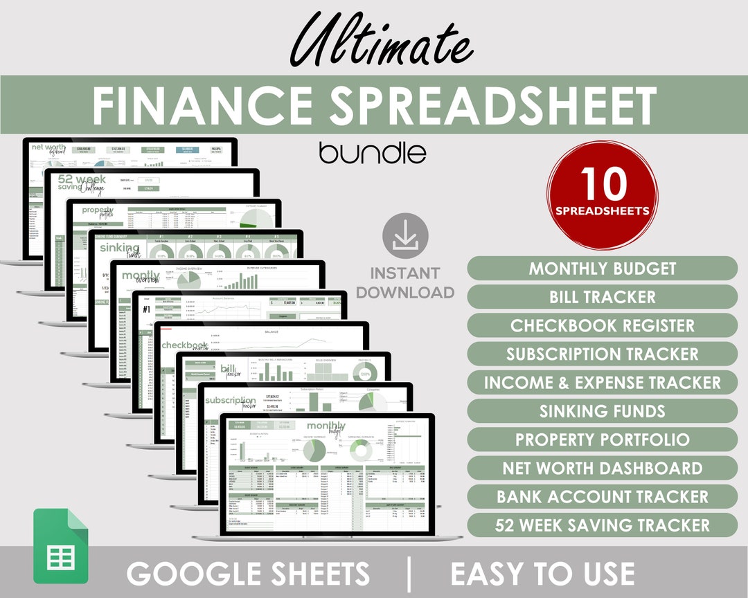 Finance Spreadsheet Google Sheets | Budget Planner & Expense Tracker ...