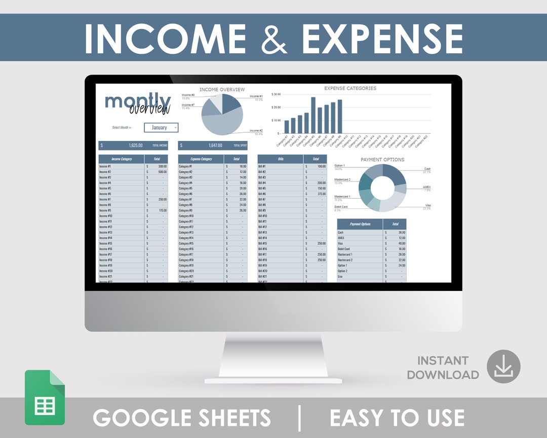 Income & Expense Tracker Budget Planner Budget Template - Etsy