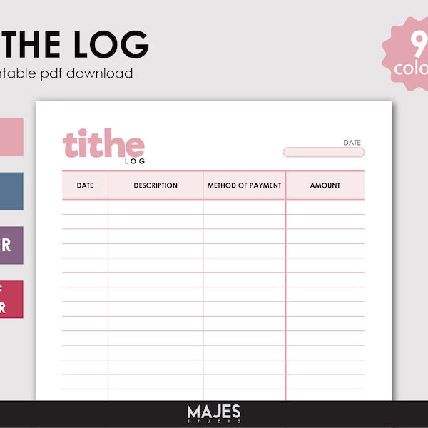 Church Tithe Log - Etsy