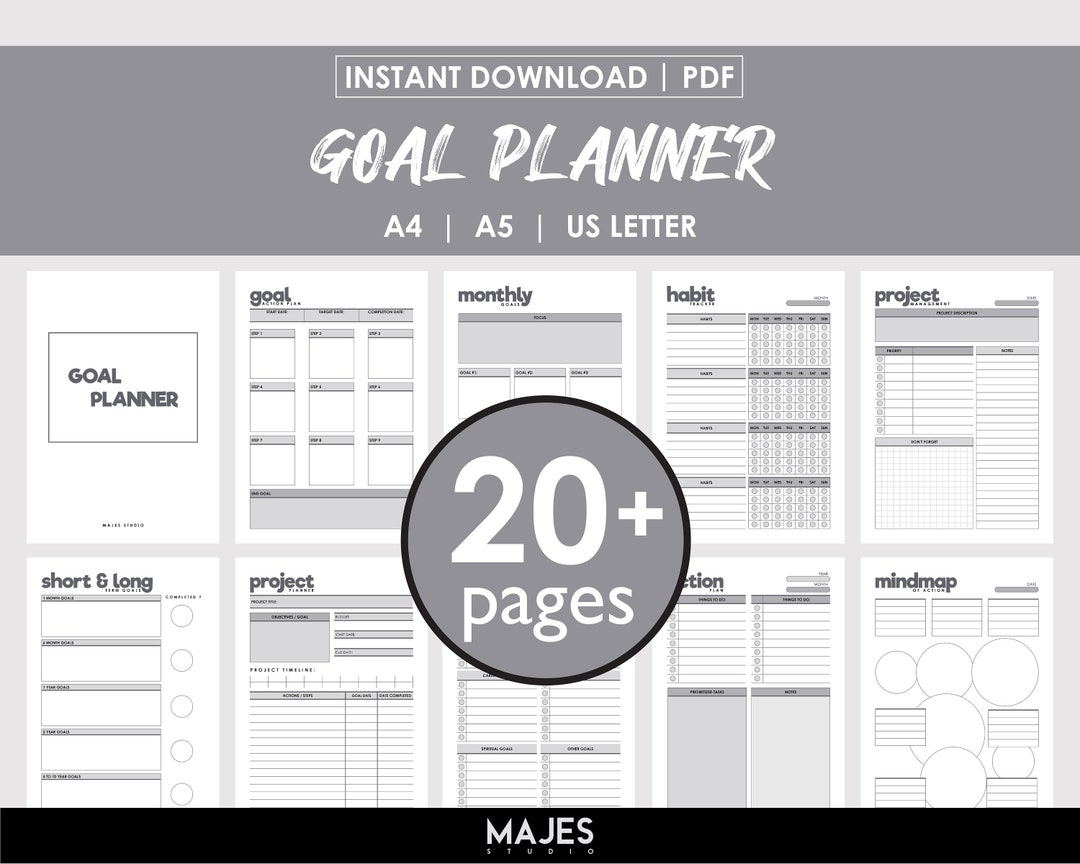 Goal Setting Planner, Smart Goals Template, Productivity Planner, Goal ...