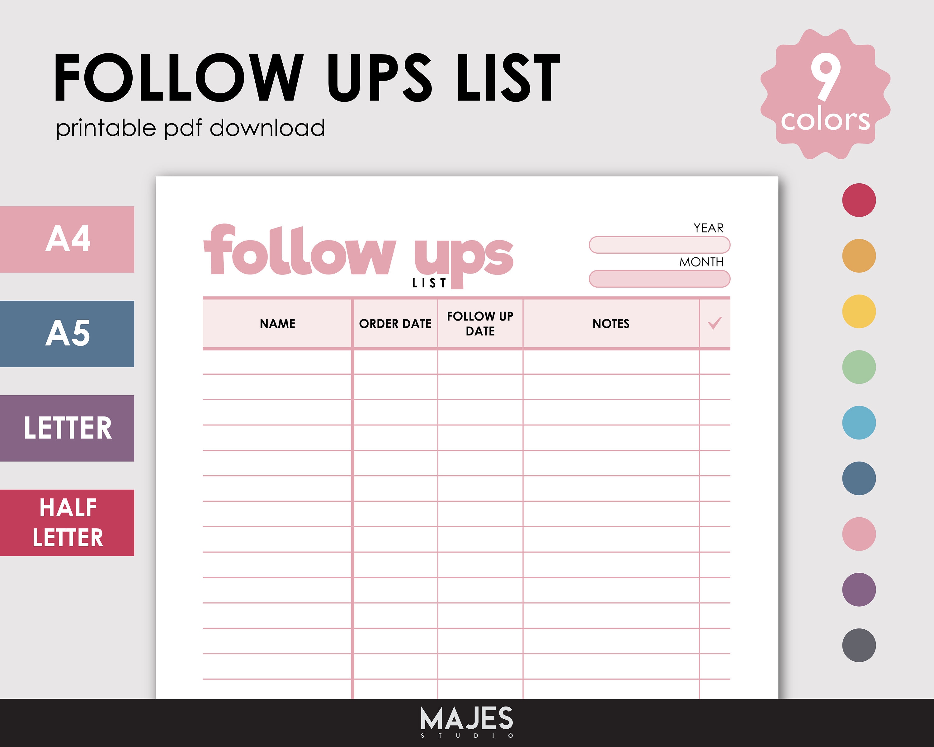 Business Follow Ups Follow Ups Sheet Follow Ups Template - Etsy