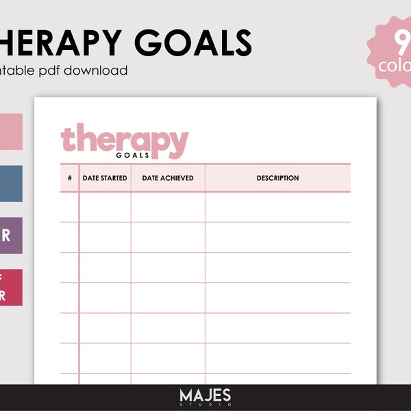 Therapy Goals Cheat Sheet - Etsy