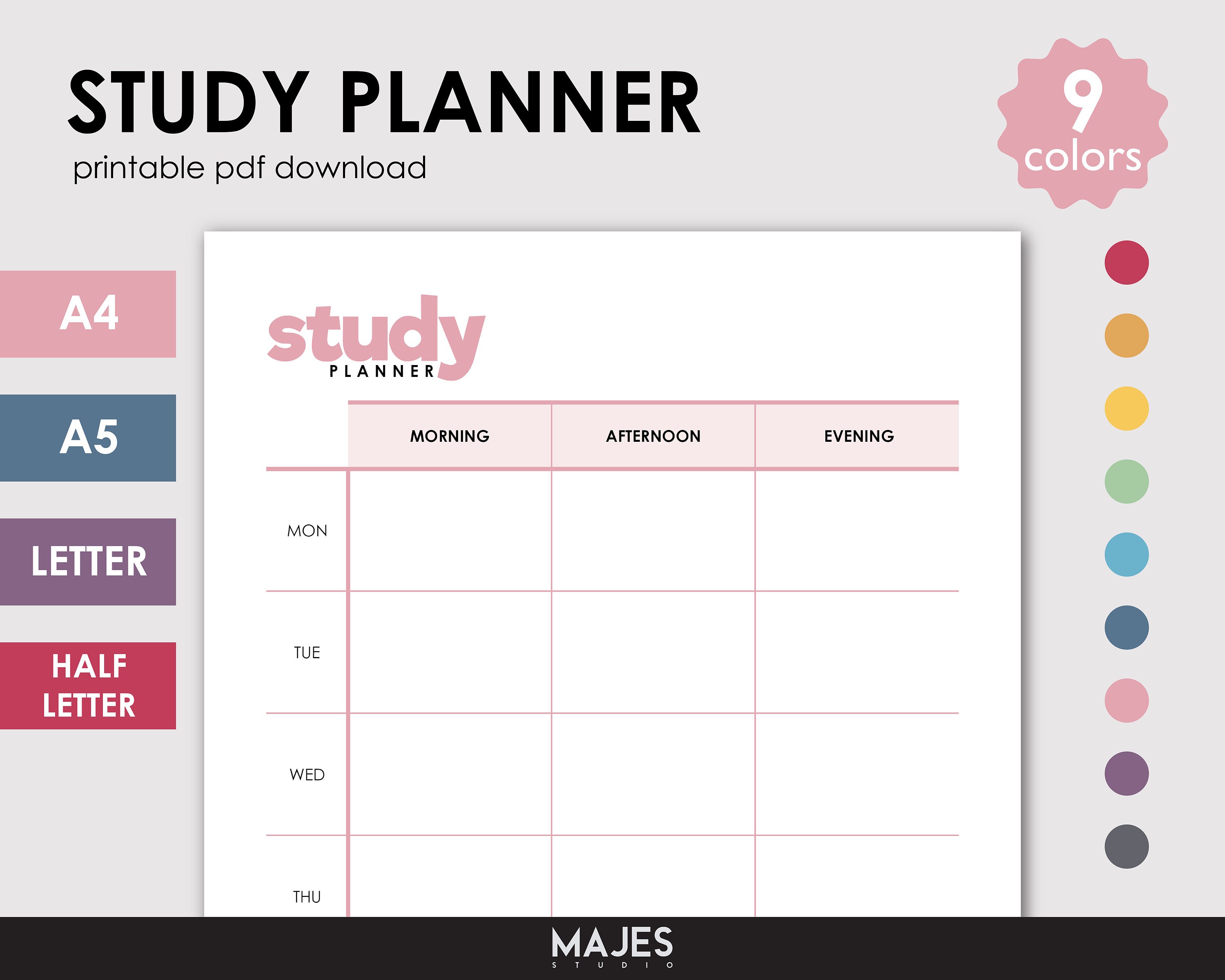 Study Planner Printable Printable Timetable Student - Etsy Canada