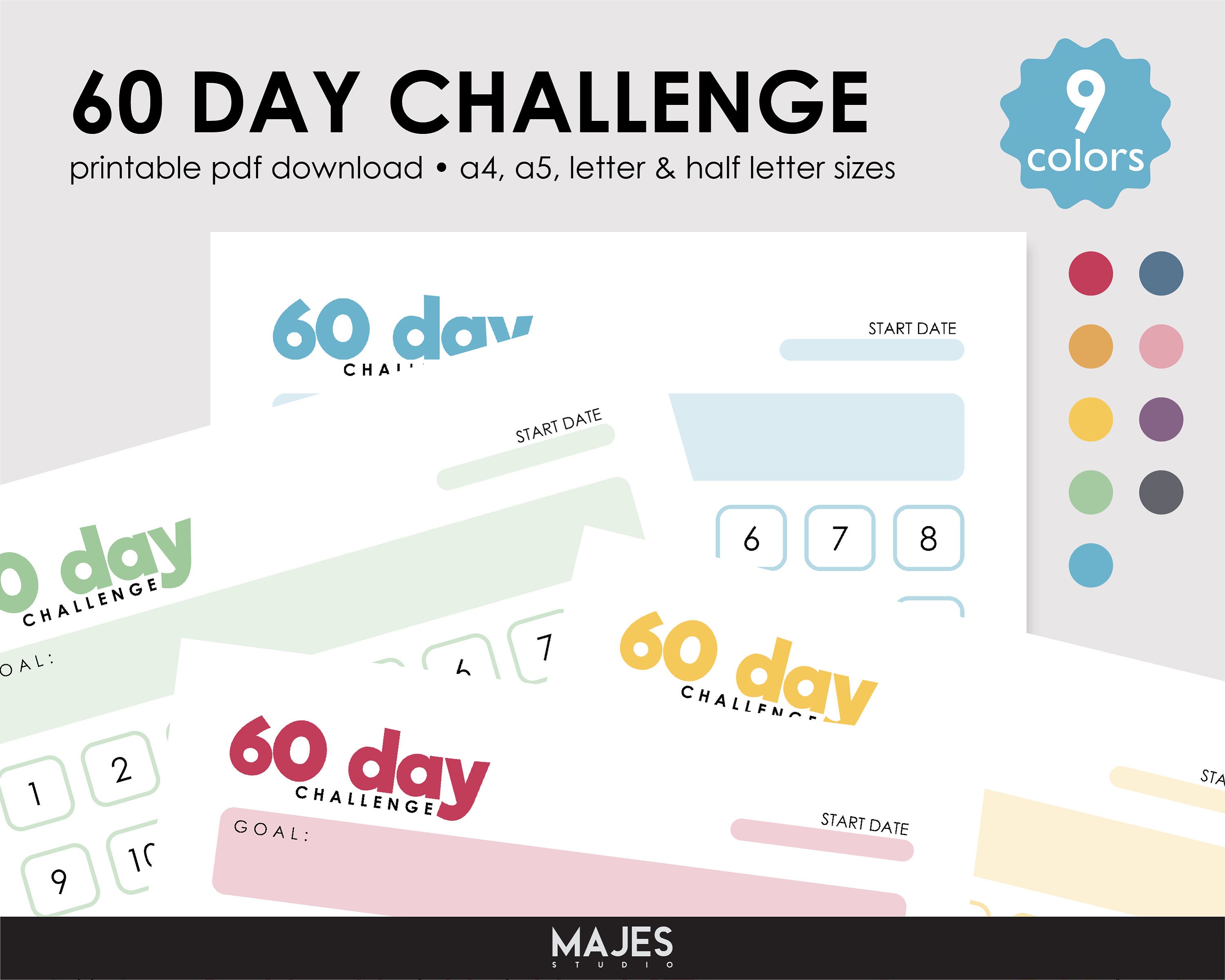 60 Day Challenge Routine Tracker Fitness Workout Diet - Etsy