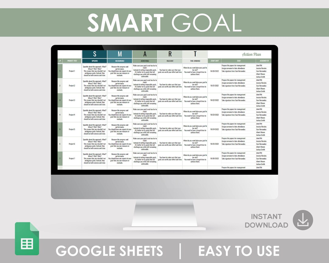 SMART Goal Setting, Goal Planner, Goal Workbook, Goal Tracker, Wheel of ...