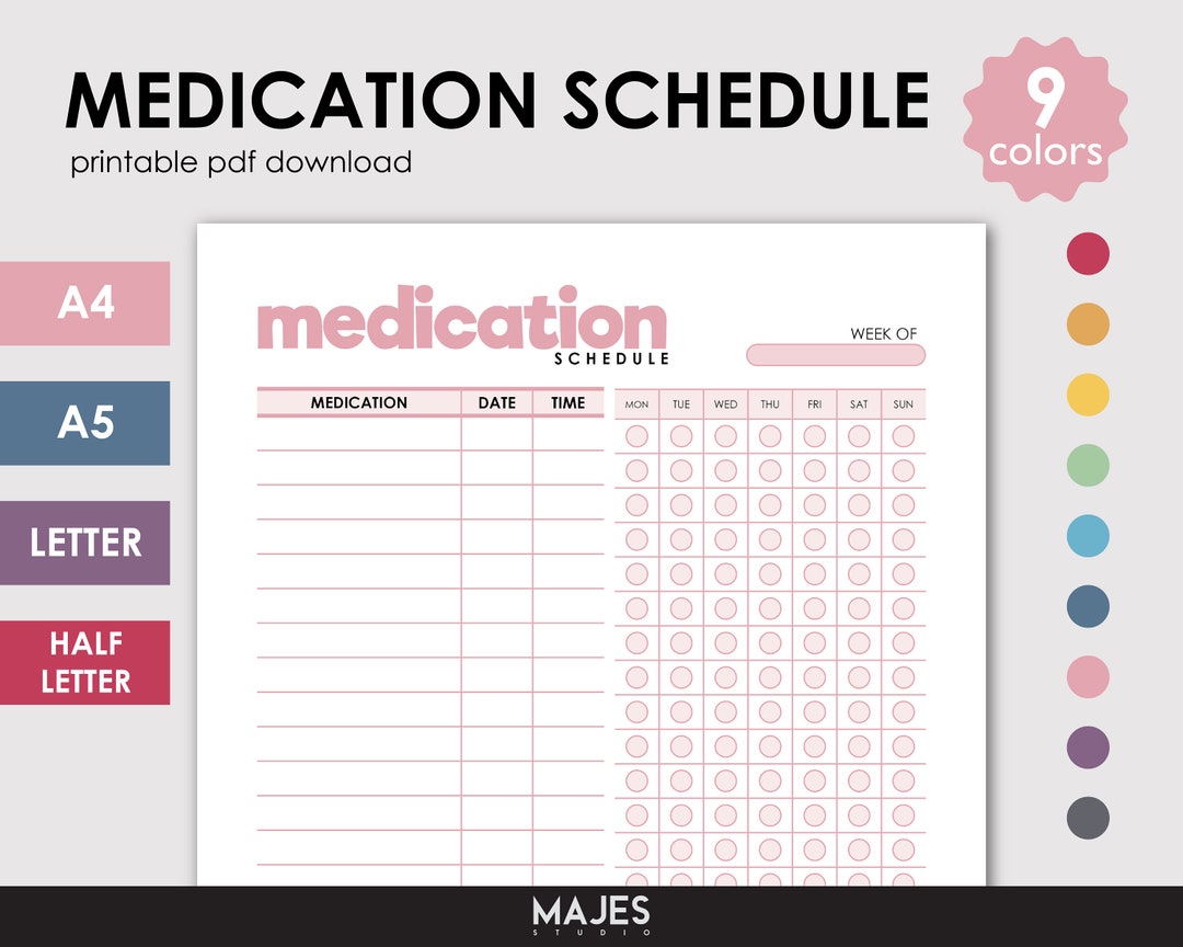 Medication Schedule, Supplement Tracker, Printable Medication, Medicine ...