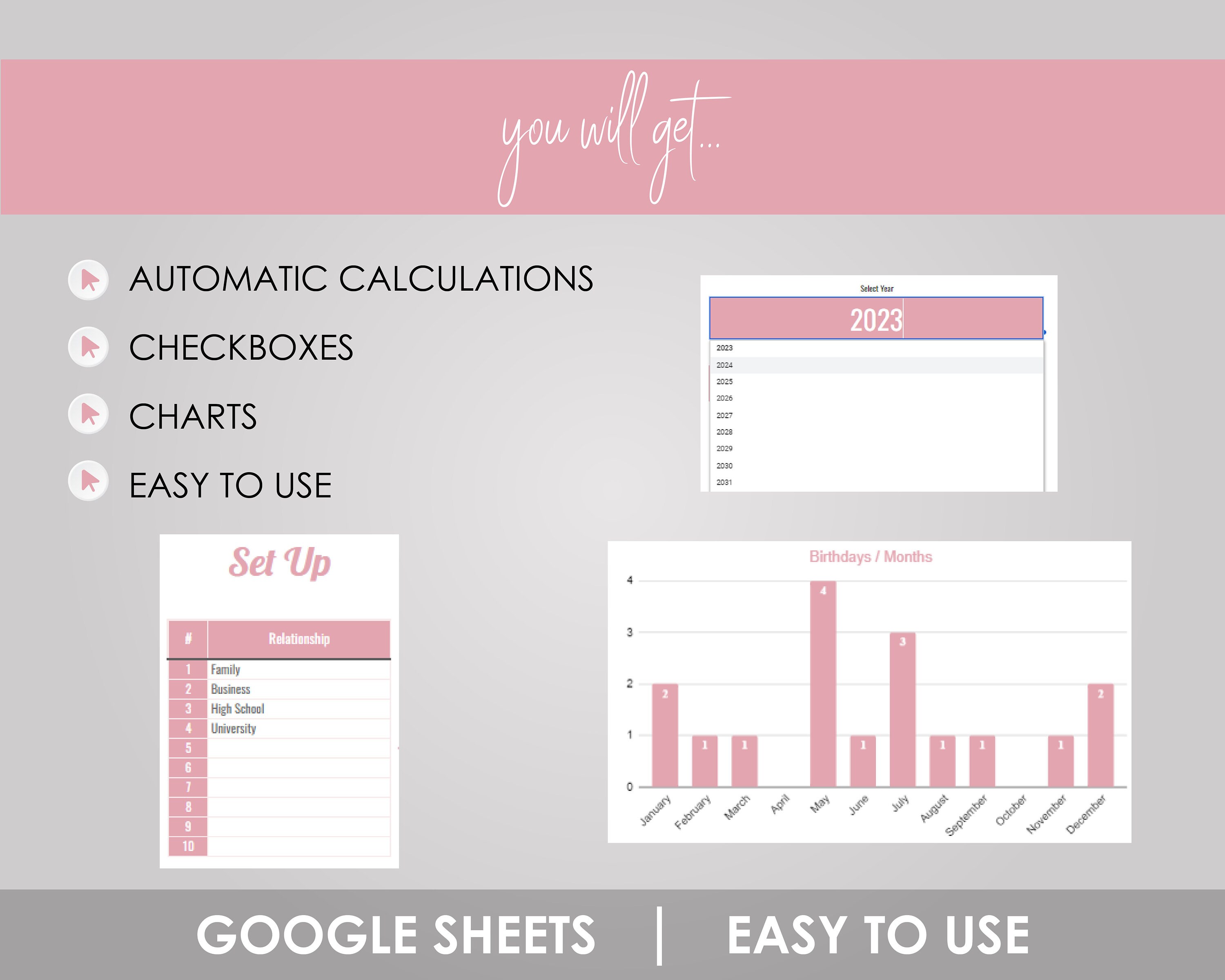 Birthday Tracking, Google Sheets Tracker, Event Management, Date ...