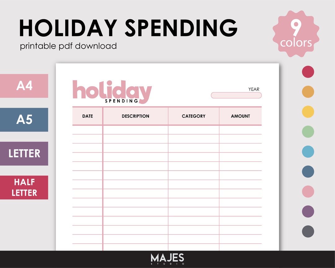 Holiday Spending Log - Etsy