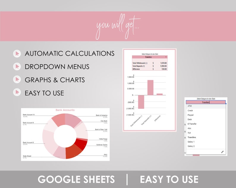 Bank Account Tracker, Budget Excel, Finance Tracker (google Sheet ...
