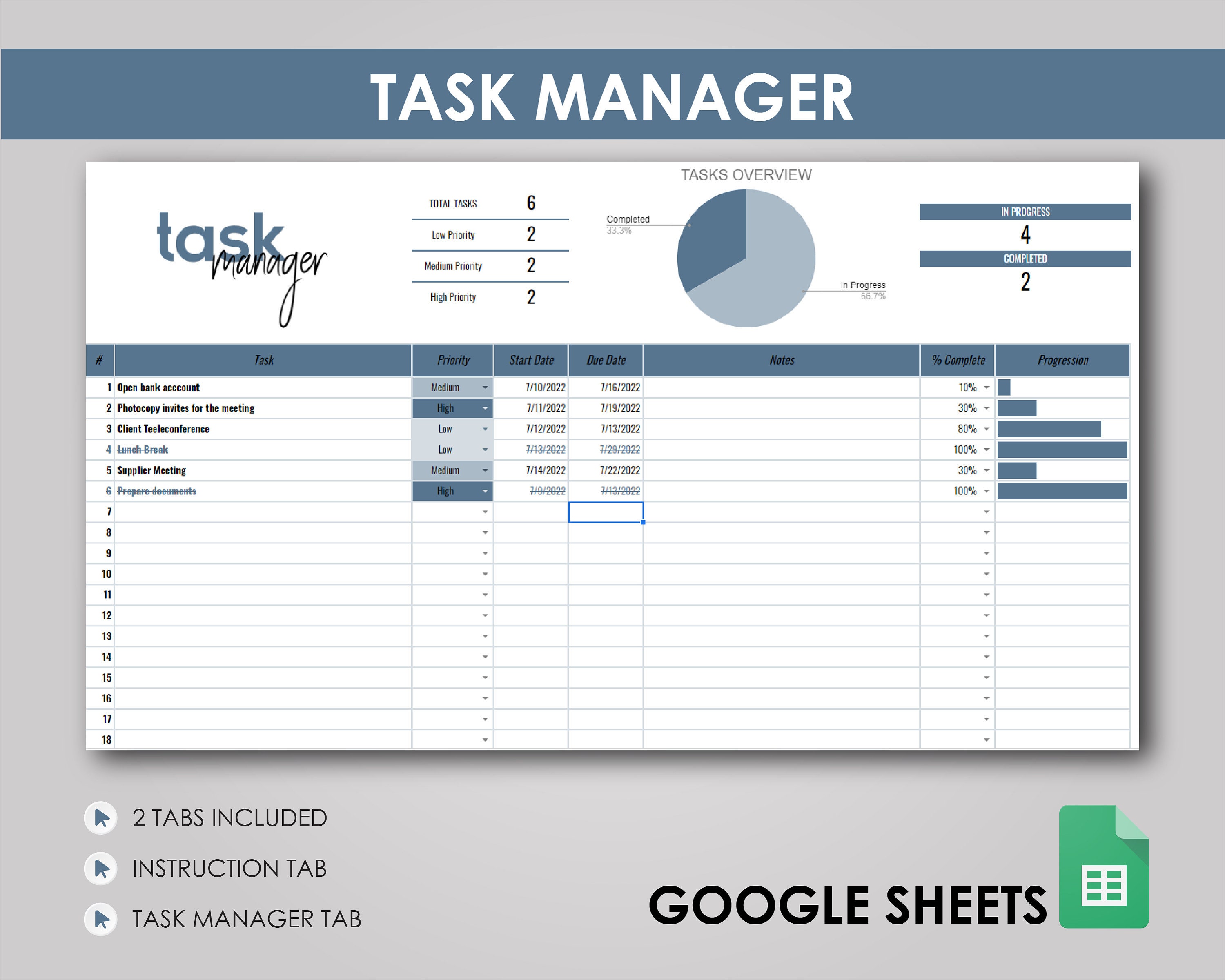 Task Manager Time Management Task List to Do Manager Excel - Etsy Canada