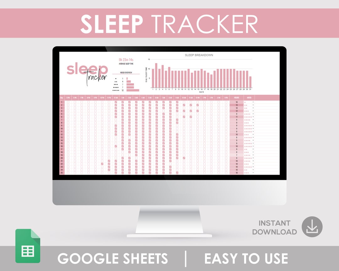 Sleep Tracker, Google Sheets, Digital Download, Digital Tracker, Habit ...