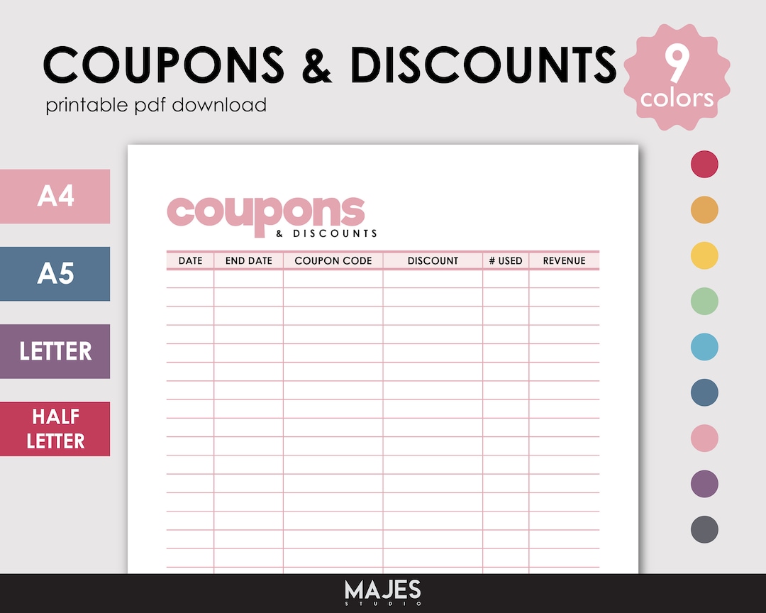 Coupon Log, Coupon Organizer, Printable Planner, Digital Planner ...