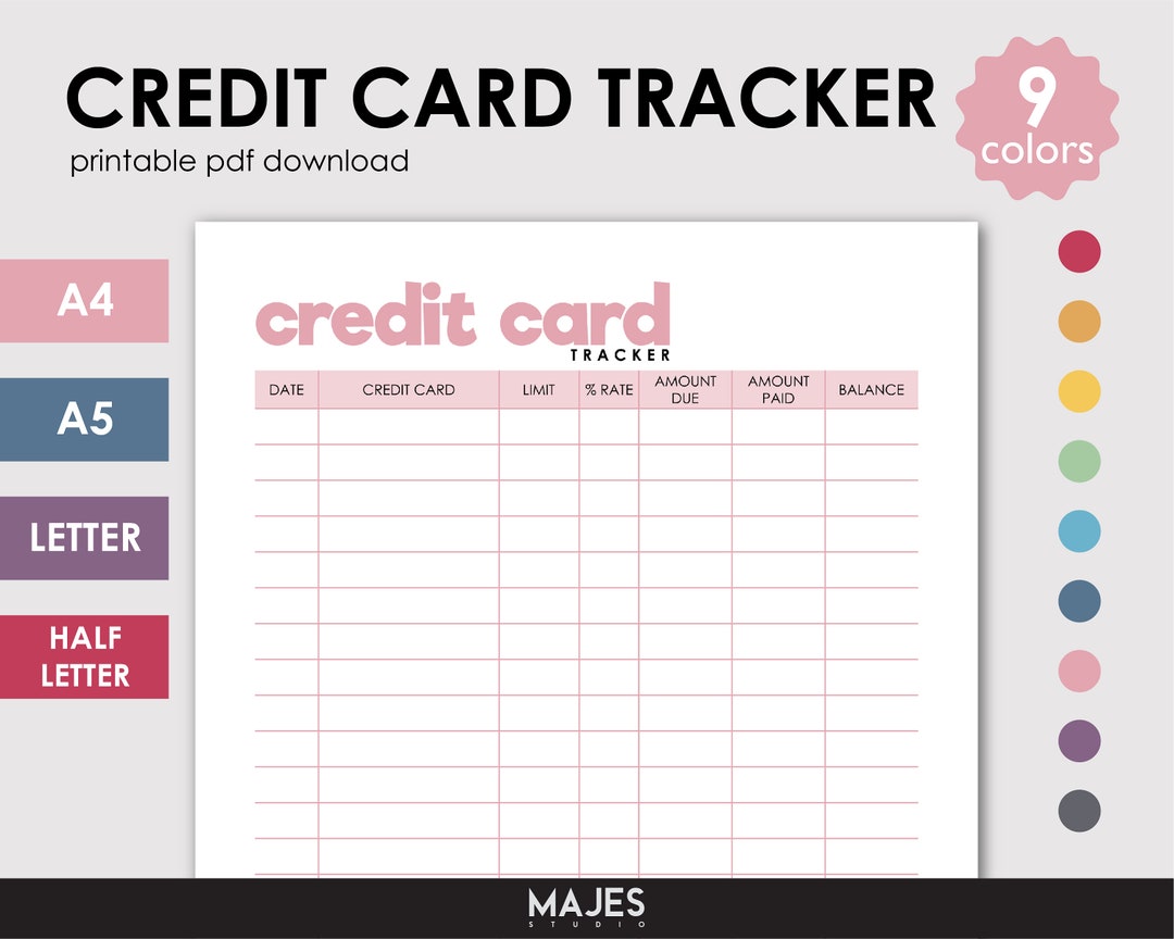Credit Card Tracker, Credit Card Planner, Debt Free Journey, Finance ...