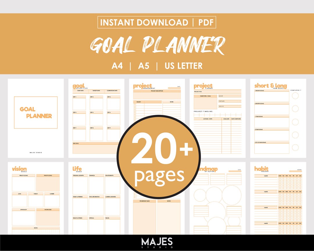 Goal Setting, Planner Bundle, Productivity Set, Action Planner, Goal ...