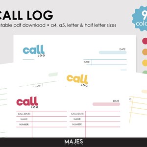 Call Log Pdf, Missed Call Log, Incoming Call Log, Business Planner ...