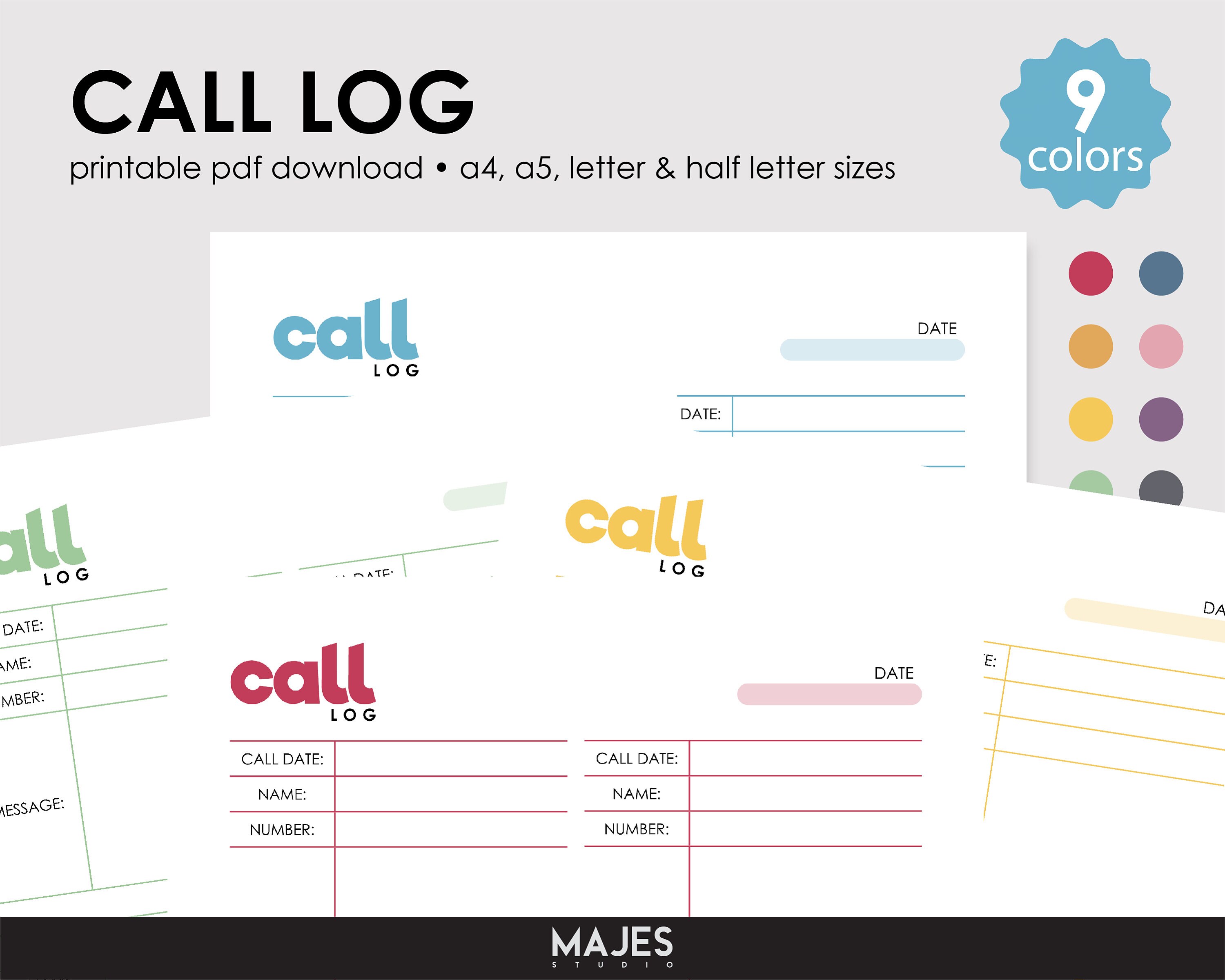 Call Log Pdf Missed Call Log Incoming Call Log Business - Etsy