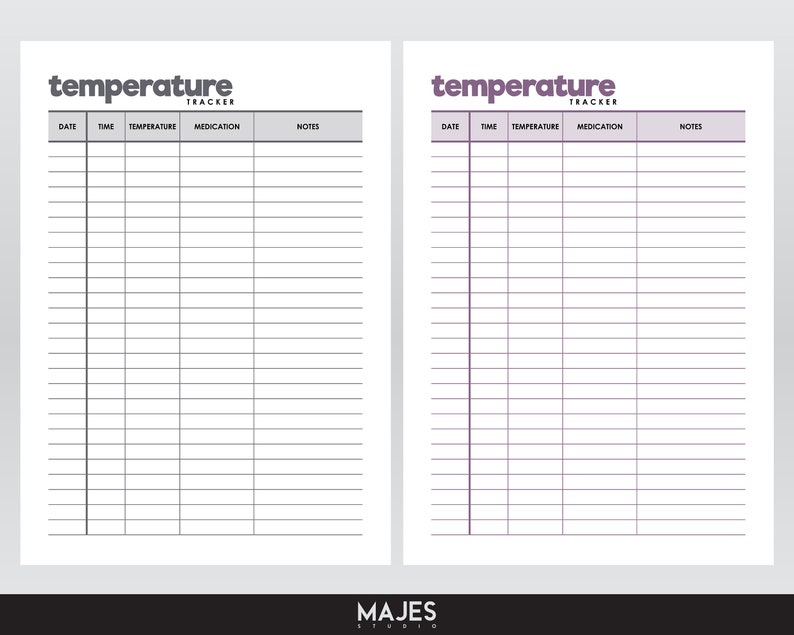 Temperature Log Printable Form Health Planner Patient - Etsy UK