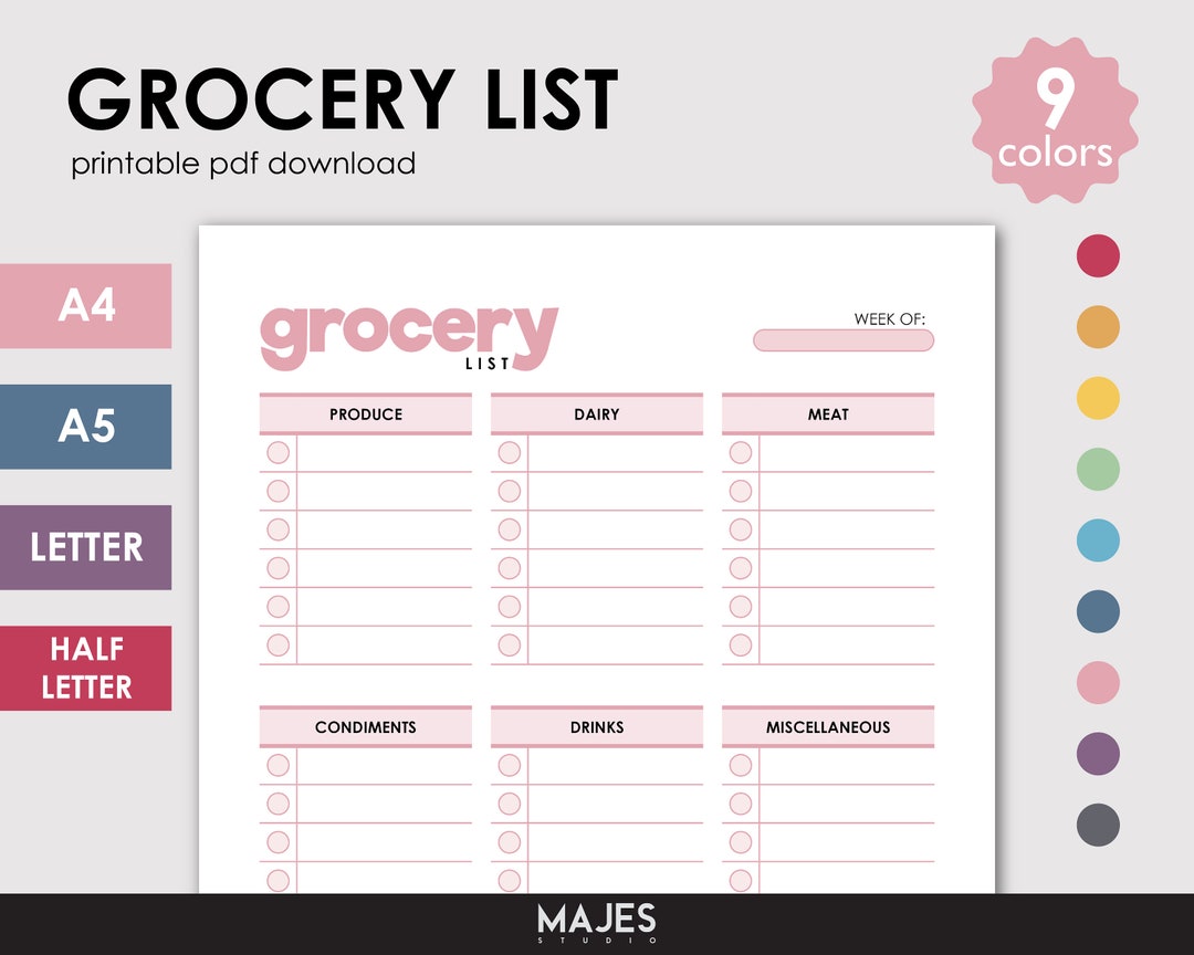 Grocery Planner, Shopping List, Minimalist Printable, Grocery List ...